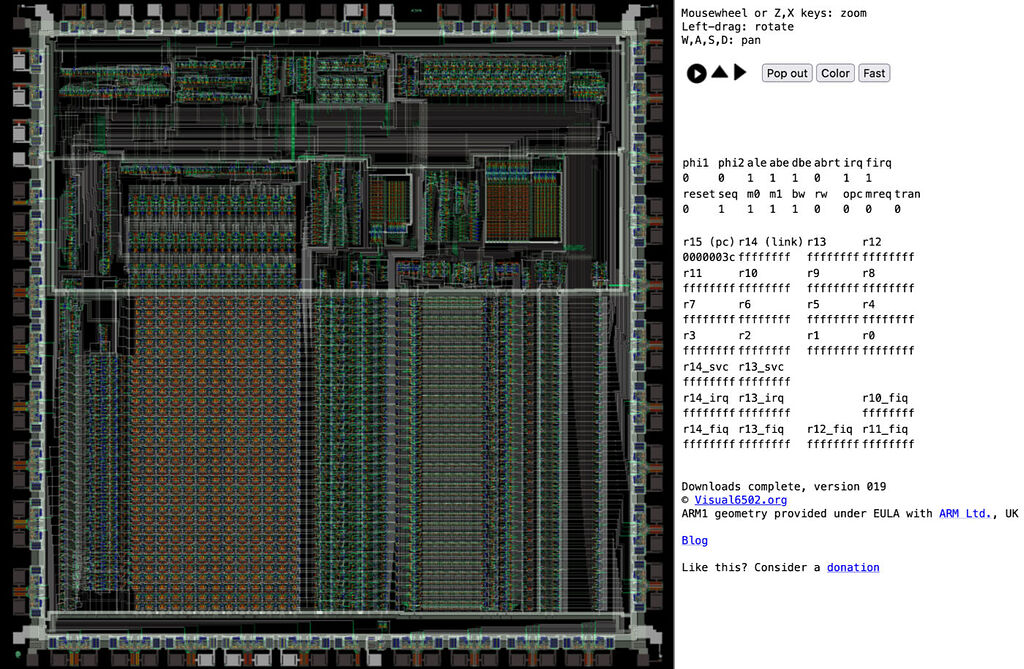 ARM1 Gate-level Simulation (visual6502.org) - Hardware - Retro Computing