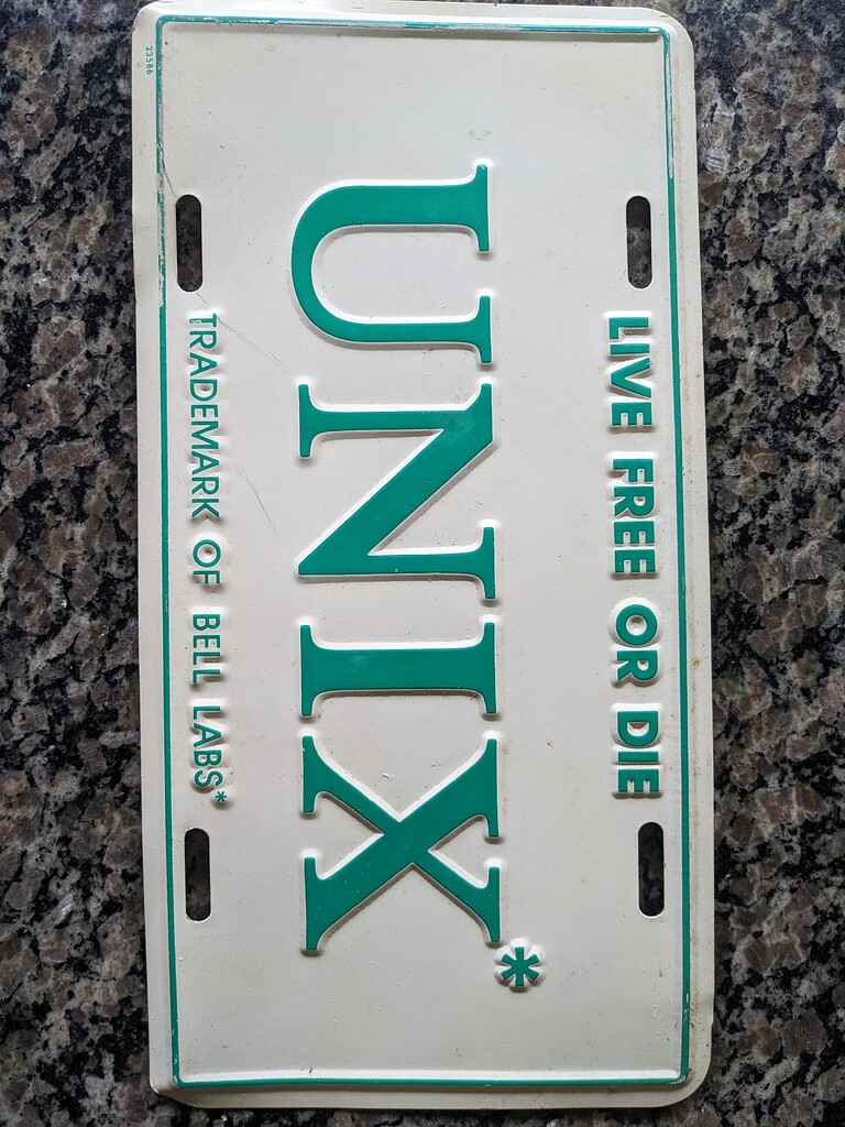 The original UNIX liscense plate! - Histories - Retro Computing