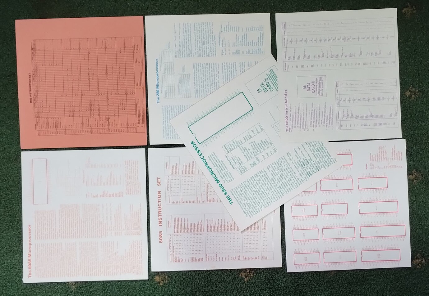 "Micro Chart" CPU reference cards (6502, Z80, 8088/8086, 68000 ...